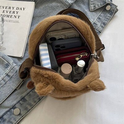 Cute Plush Capybara Crossbody Bag Large Capacity Shoulder Ba