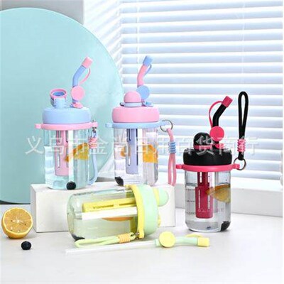Dual-use plastic water bottle for women, featuring a high ae
