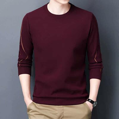 Autumn double-sided velvet solid color thin sweater round ne