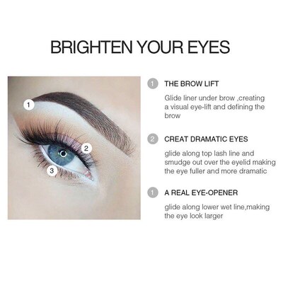 Women White Eyeliner Makeup Smooth Easy to Wear Eyes Brighte