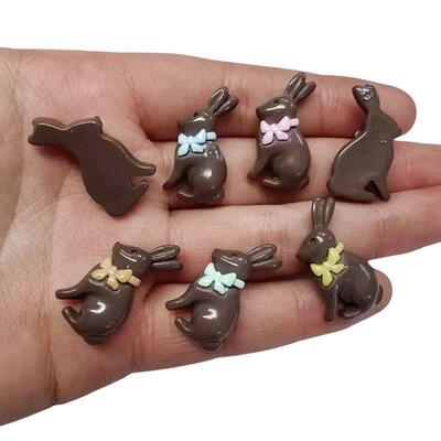 10Pcs Resin Easter Bunny Miniatures, Flat Back Rabbits