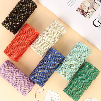 1.5MM 50Meters Cotton Twine String Cord Rope Golden Thread