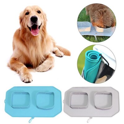 Pet Dog Bowl Silicone Bowls Outdoor Folding Travel Puppy Dog