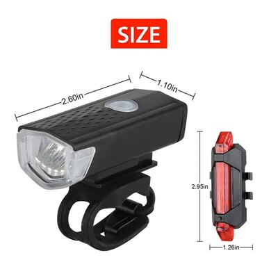 Bicycle Light Waterproof Black Front Red Rear Tail Light LED