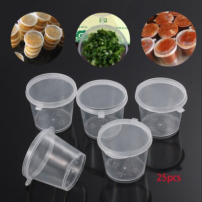 10/25Pcs 25/27/40/45ml Plastic Takeaway Sauce Cup Containers