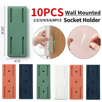 Wall Mounted Socket Holder Fixer Patch Self-Adhesive Power S