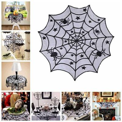 Round Table Cloth Halloween Party Decoration Lace Backdrop S