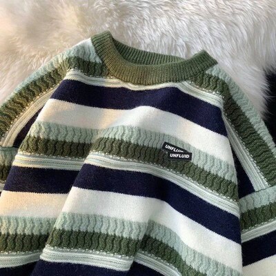 Autumn Sweater Couple Vintage Striped Loose Youth Preppy Sty