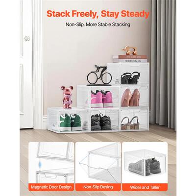 SucceBuy Shoe Storage Boxes Clear Stackable Shoe Boxes Stora