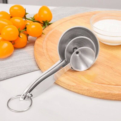 3 Pcs/Set Stainless Steel Mini Funnels Oil Vinegar Spice Ess