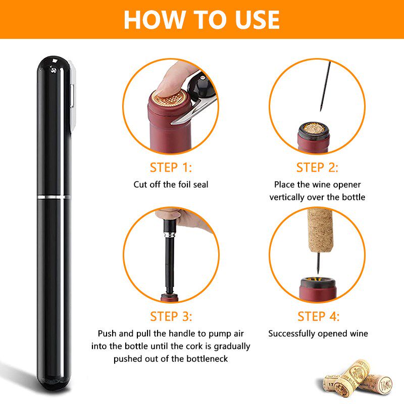 Air Pressure Pump Wine Bottle Opener Portable Stainless Stee