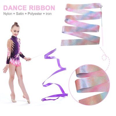2M Flashing Star Gym Ribbons Dance Ribbon Rhythmic Art Gymna