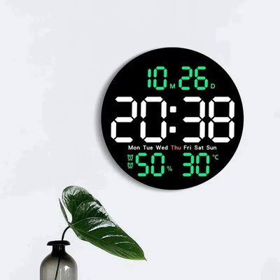 10inch LED Large Digital Wall Clock with Remote Control Temp