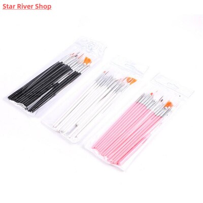 15Pcs Plastic Handle Nail Brush Set Design Gel Polish Painti