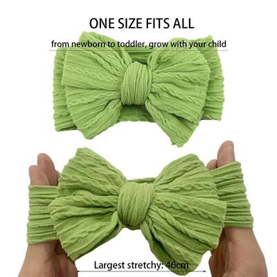 3Pcs/lot Christmas Day Baby Headbands Red Cable Bows Nylon L