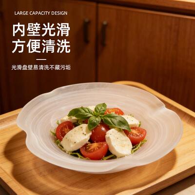 Handmade glass plate, round deep plate, fruit salad plate