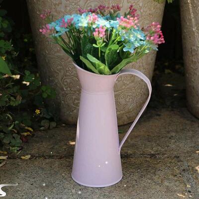 20cm Vintage Flower Vase Shabby Chic Flower Vase Enamel Tin