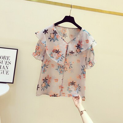 Women Casual Spring Summer Style Chiffon Blouses Shirts Lady