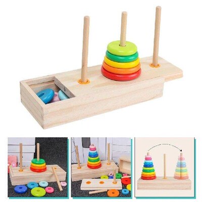 Tower of Hanoi Kids Toy Stacking Early Educational Wooden