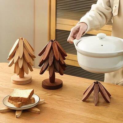 Christmas Tree Insulation Mat Solid Wood Dining Table Coaste