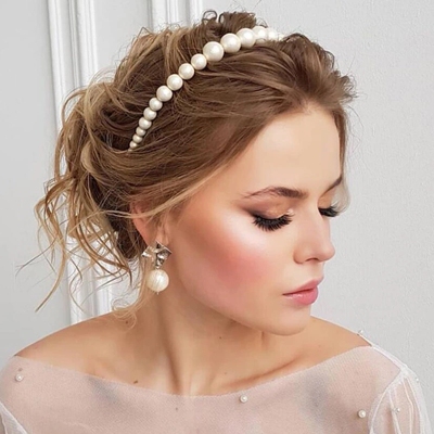2021 Hairbands New Luxury Big Pearl Bezel Women Girls Bow Su