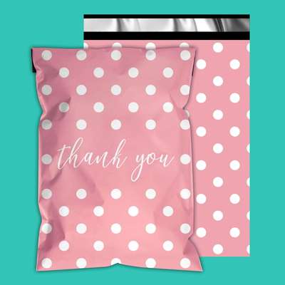 2025新款跨境50件2.4mil防水12x15.5英寸感谢粉红点