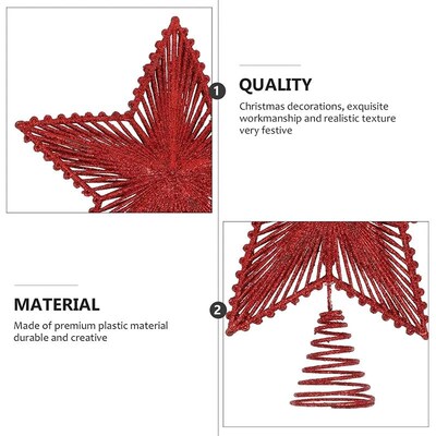 25cm Red Glitter Christmas Tree Topper Iron Star Christmas D