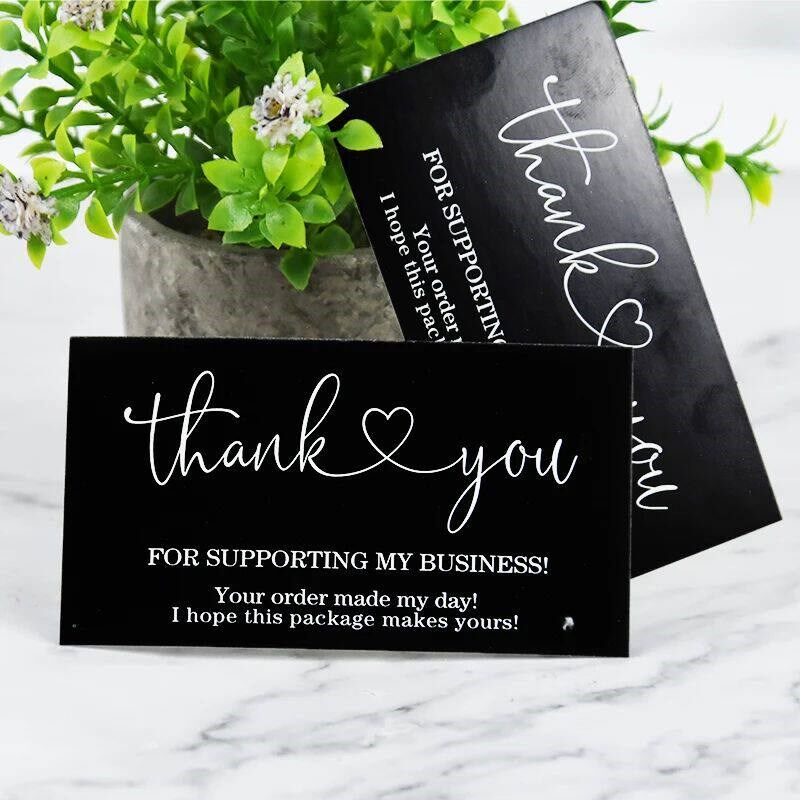50pcs Pink Black Thank You For Supporting My Business Small