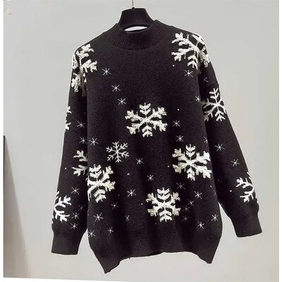 Red Christmas Dress Sweater Women Pullover Bottoming Shirts