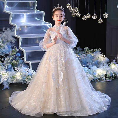 Girls Princess Skirt Tousled Yarn Childrens Tailed Evening