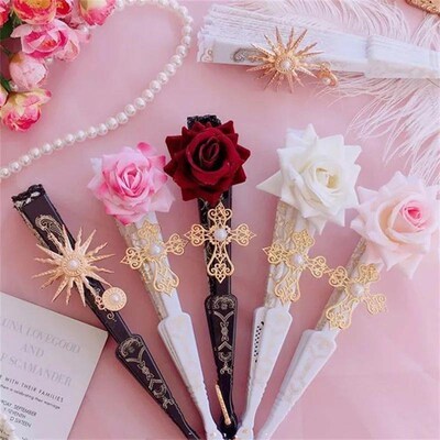 Lolita Gothic Fan Victorian Female Lace Hand Fan