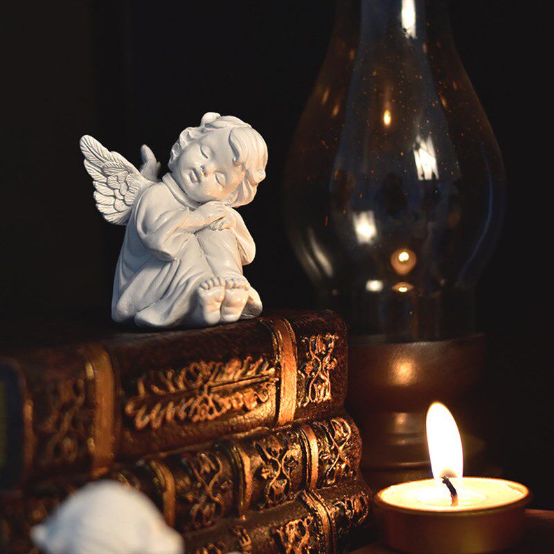 Cute Resin Fairy Girl Angel Figurine Peaceful Prayer Sculptu
