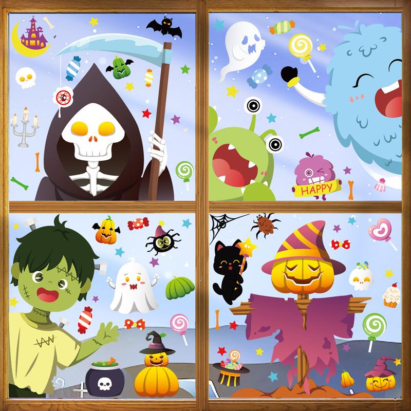 2pcs Halloween decorat pumpkin stickers Cute cartoon Reaper