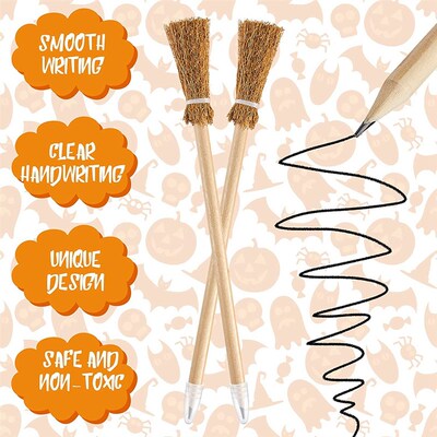 40 Pcs Witch Broom Pencils for Halloween Broomstick Ballpoin