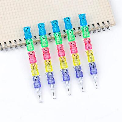 Ciieeo Stackable Plastic Bear Pencils - 10Pcs Colored Stacki