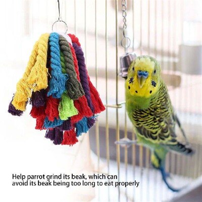 Pet Parrot Bite Chewing Toy Cotton Rope Bird Cage Hanging