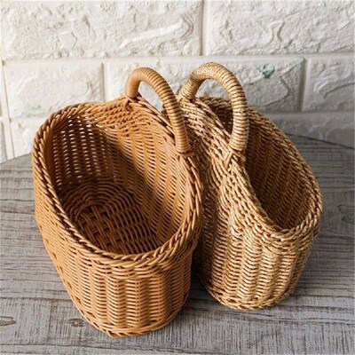 Hanging Woven Rattan Basket Wall Plastic Hanging Wicker