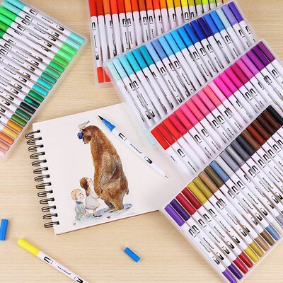 12/24/36/48/60/72/100Color Fineliner Water Based Dual Head S
