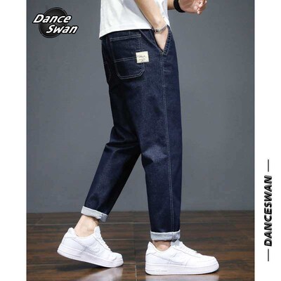 Autumn and Winter New Jeans Mens tendy Slim-Fit Stetch Blac