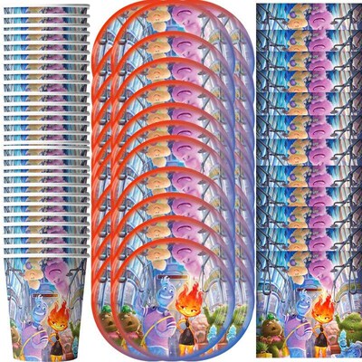 60pcs/lot Elemental Theme Cups Plates Napkins Boys Kids Girl