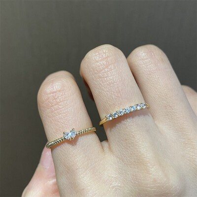 New Fashion Weave Crystal Heart Shaped Cute Wedding band Rin