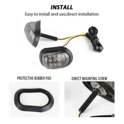 Pair Motorcycle Scooters LED Turn Signals Light Blinker flus