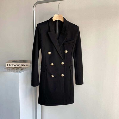 French Niche Suit Collar Slim-fit Dress Womens Early Autumn