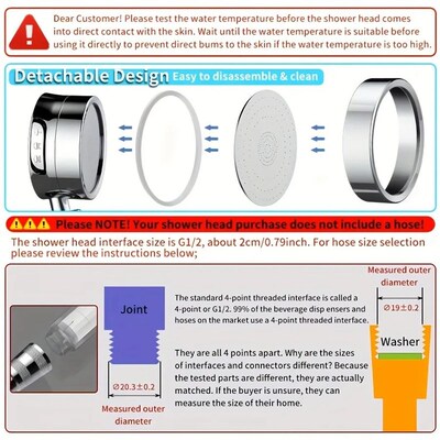 1PC 3-level Adjustable Shower Head With Filter, Wall-mounted