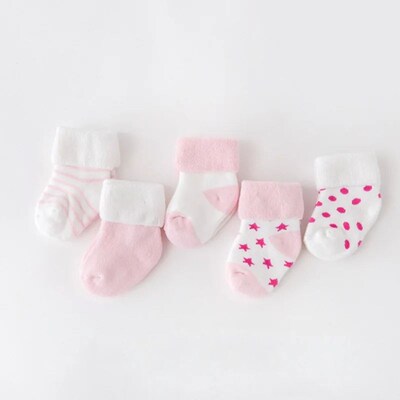 5Pair/lot New boy and girl  baby socks thick newborn autumn