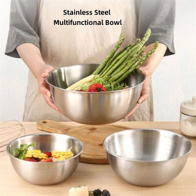 17/19/22CM Stainless Steel Salad Bowls Egg Flour Mixing Basi