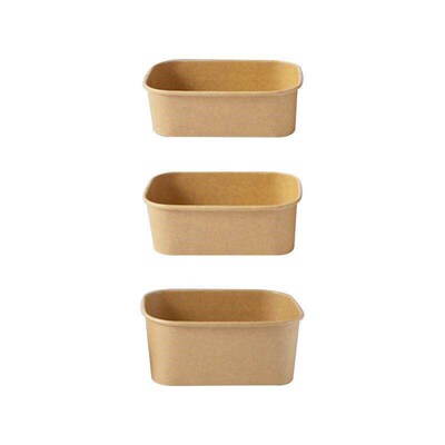 New kraft paper bowl disposable takeaway rectangular rounded