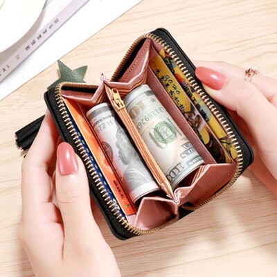 1PC Wallet Women Ladies Mini Tassel Wallets Cute Short Zippe