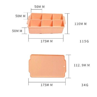6 Grid Square Ice Tray with Removable Lid Easy Release