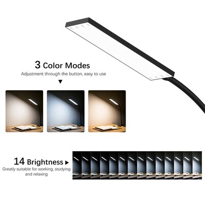 5W LED Clip on Desk Lamp with 3 Modes 11 Brightness  2M Cabl